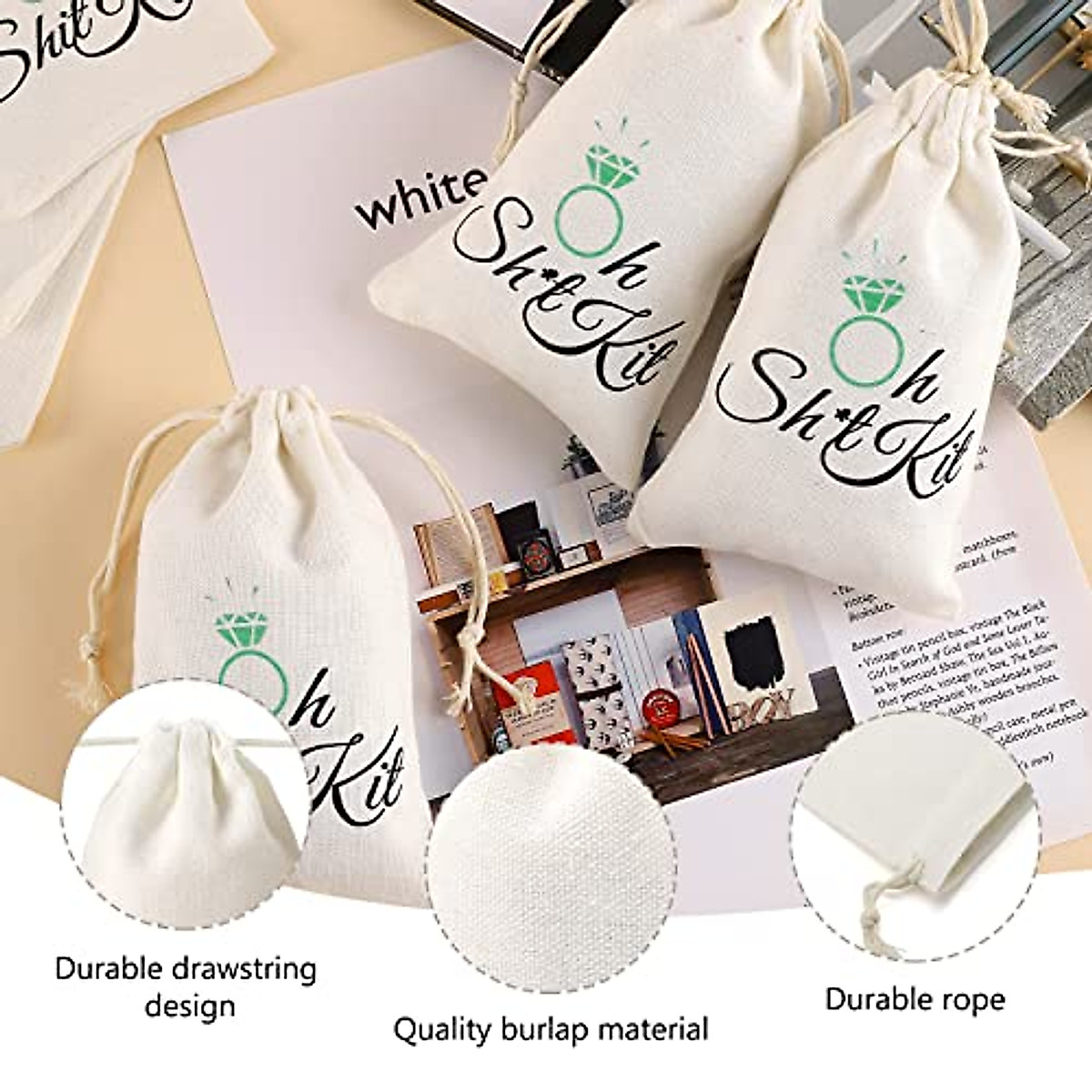 Hopttreely 20Pcs Hangover Kit Bags, Bachelorette Party Favors with Drawstring, 4X6 Bachelorette Bridal Shower Pouches for Wedding Party Supplies Decoration Green