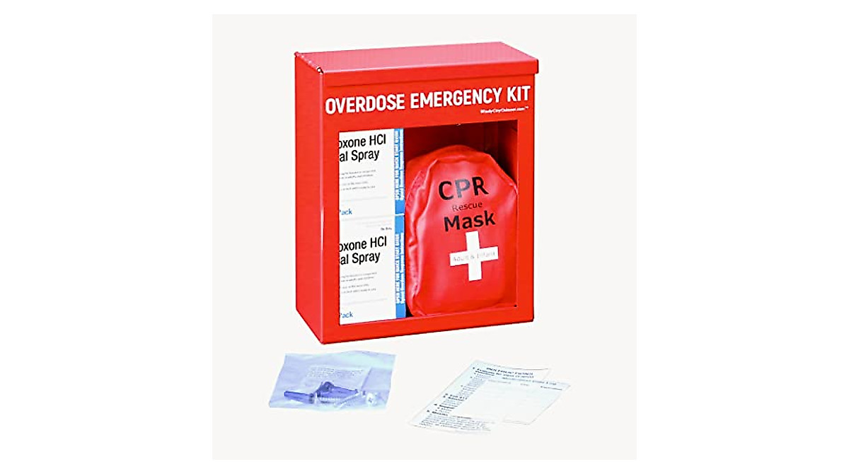 Windy City Non-Locking Nasal Spray Overdose Kit Cabinet for Emergency Use