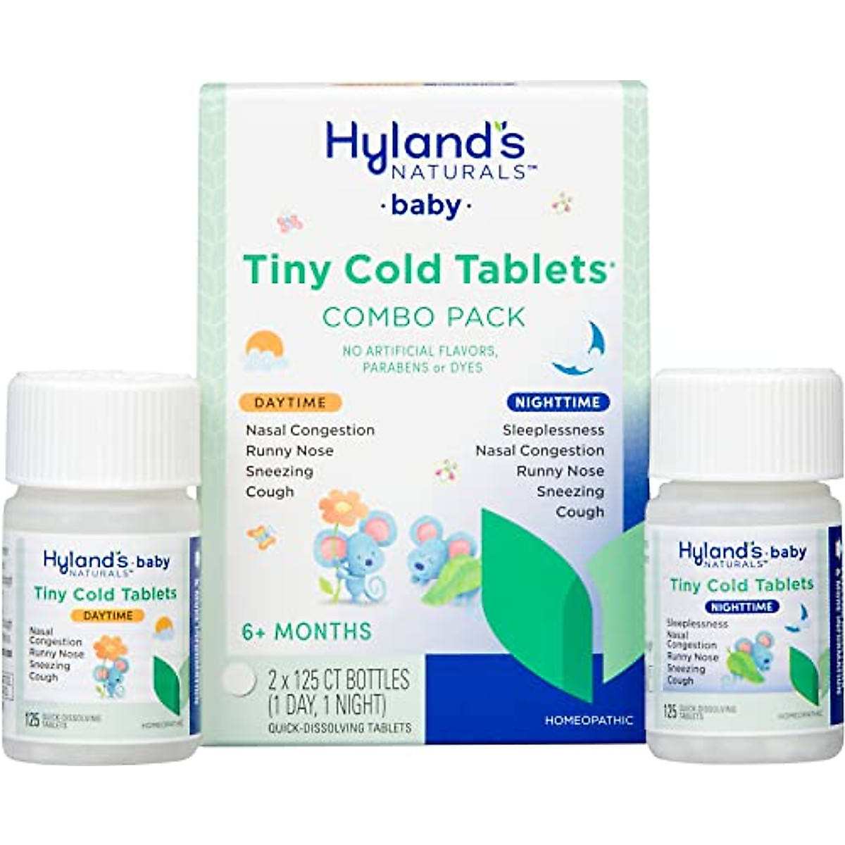 Hyland's Infant and Baby Cold Medicine, Naturals Baby Tiny Cold Tablets, Day & Night Value Pack, Decongestant and Cough Relief, 250 Quick-Dissolving Tablets