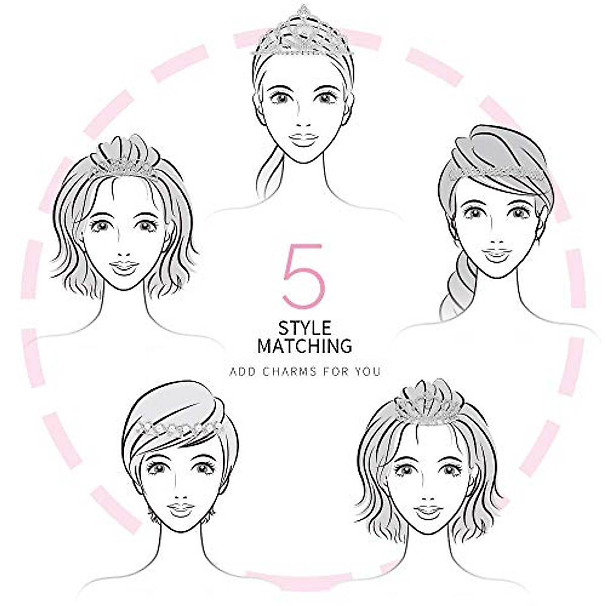 Teenitor Set of 5 Crystal Headband, Rhinestone Headbands for Women Hair Jewelry Wedding Headband Crown Party Tiaras-Silver