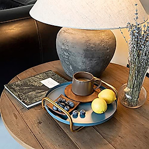 Decorative Trays, Metal Coffee Table Tray, Decorative Serving Tray with Gold Handle, Table Decor for Coffee Table, Coffee Bar, Kitchen Counter, Dining Table, Home Decor, Decorative Table