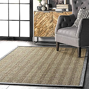 nuLOOM Larnaca Seagrass Solid Outdoor Area Rug, 4' x 6', Dark Grey