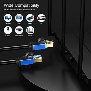 Abireiv Cat7 Ethernet Cable 250ft, Cat7 Outdoor Cable Triple Shielding SSTP 10Gbps 600MHz Ethernet Patch Cable for Modem Router LAN RJ45, UV/Water Proof, Direct Burial, PE Jacket