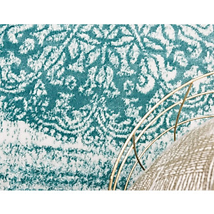 Unique Loom Sofia Collection Area Rug - Grand (2' x 6' 7" Runner, Turquoise/ Ivory)