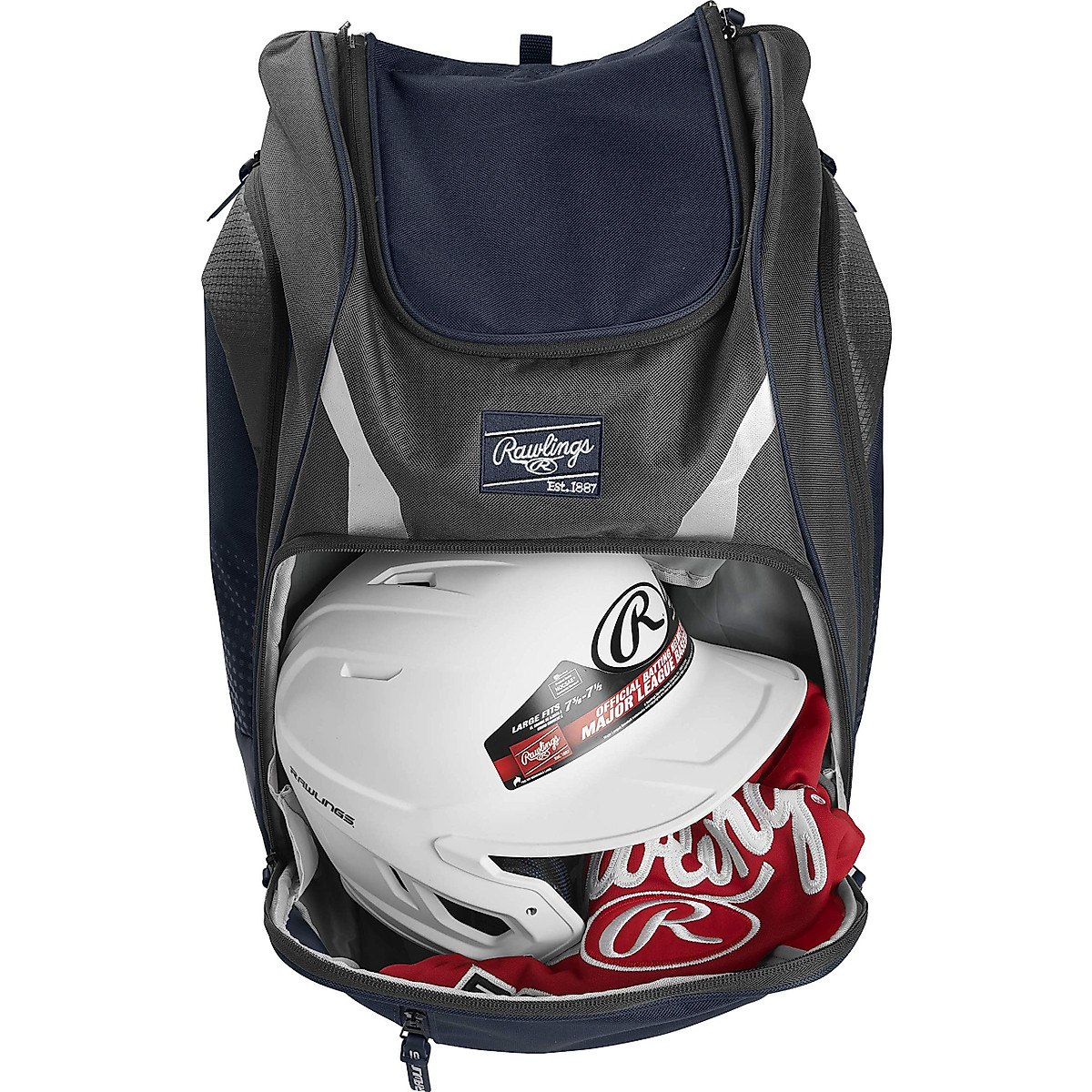 Rawlings | LEGION Backpack Equipment Bag | Baseball & Softball | Navy/Grey