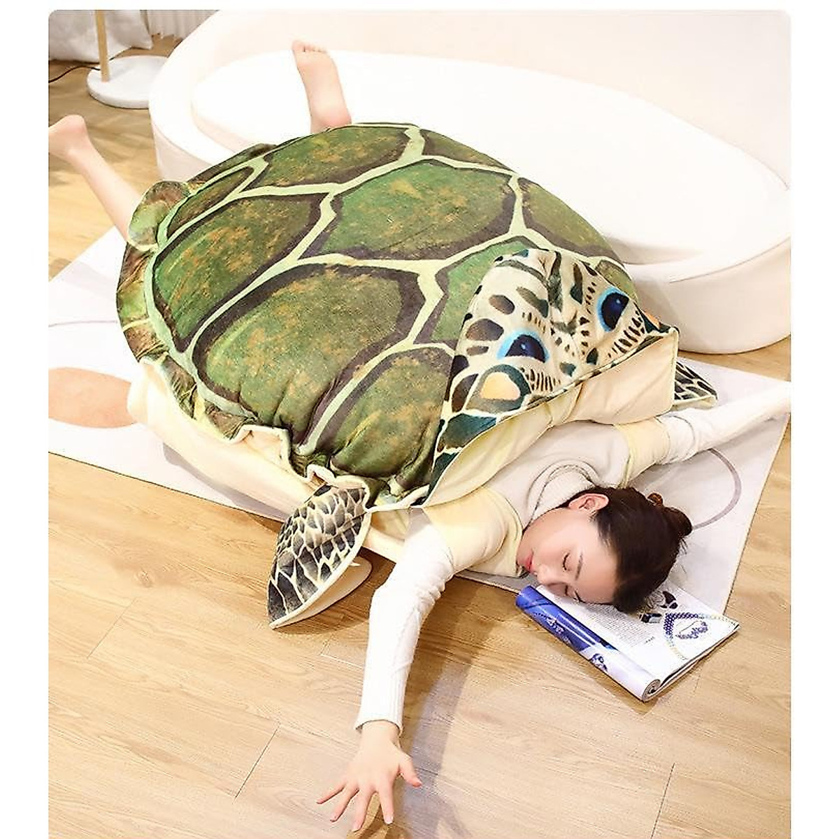 Gujuja Wearable Turtle Shell Party Cosplay Tortoise Plush Toys Doll Soft and Fluffy Stuffed Turtle Pillow (Medium)