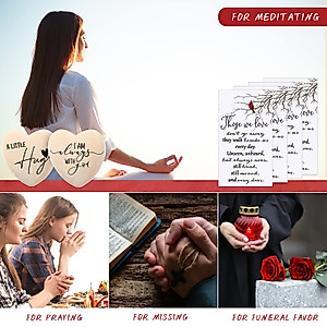 Fumete 50 Sets Funeral Gift Favors for Guests, Wooden Heart Token with Sheer Organza Bags and Red Cardinal Greeting Cards for Church Favors Christmas Family Funeral Pocket Hug Gifts