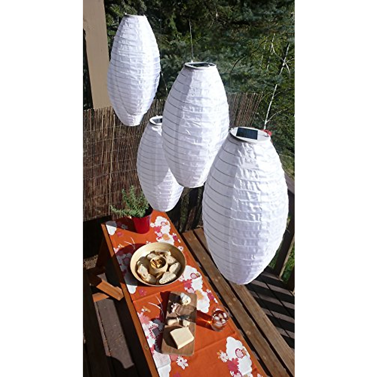 Allsop Home and Garden Soji Pod White, LED Outdoor Solar Lantern, Handmade with Weather-Resistant UV Rated Fabric, Stainless Steel Hardware, Chinese Style Light, 1-Count