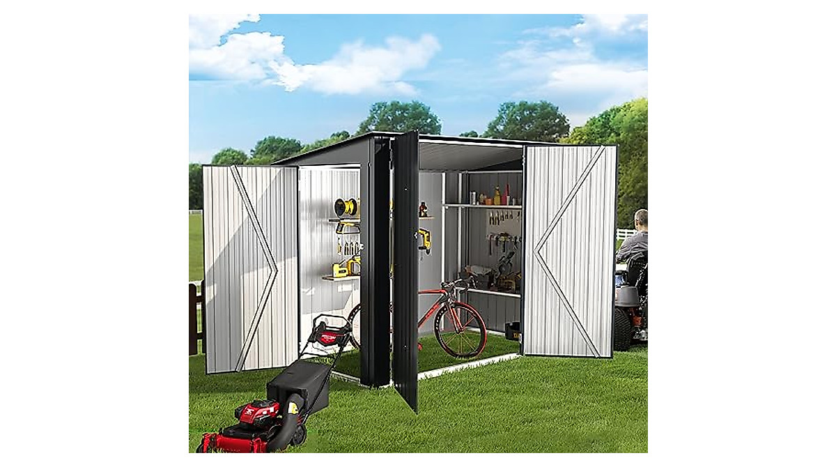 AECOJOY 4x7.5 Ft Storage Shed for Bikes & Outdoors