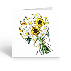 TUMYBee Sunflower Greeting Card for Mom, Happy Birthday and Mother Day Quilling Cards, Greeting Card Card for Valentine, Sympathy, Thinking Of You, Quilled 3D Card for Christmas,Birthday,Anniversary, Friend Mom with Envelop (Sunflower)