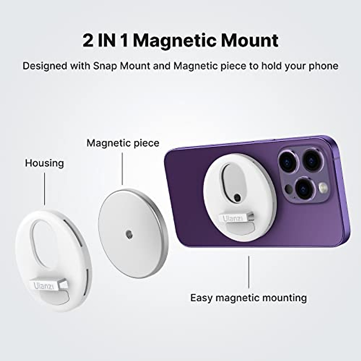 ULANZI MK-01 Continuity Camera Mount for MacBook, iPhone Camera Mount Compatible with MagSafe for iPhone 14/13/12, Magnetic Phone Webcam Mount with Desk View Support iOS 16 + & MacOS Ventura