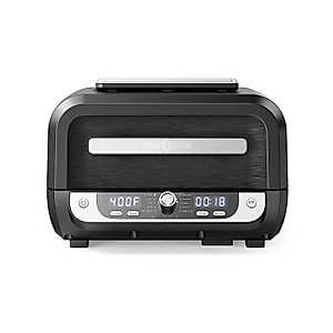 Indoor Grill and Air Fryer Combo, Paris Rhône Electric Indoor Grill Smokeless, 12-in-1 for Grill, Griddle, Slow Cook, Broil, Bake, Crisp, Roast, Dehydrate, Dual Heating Elements, Easy Knob Control