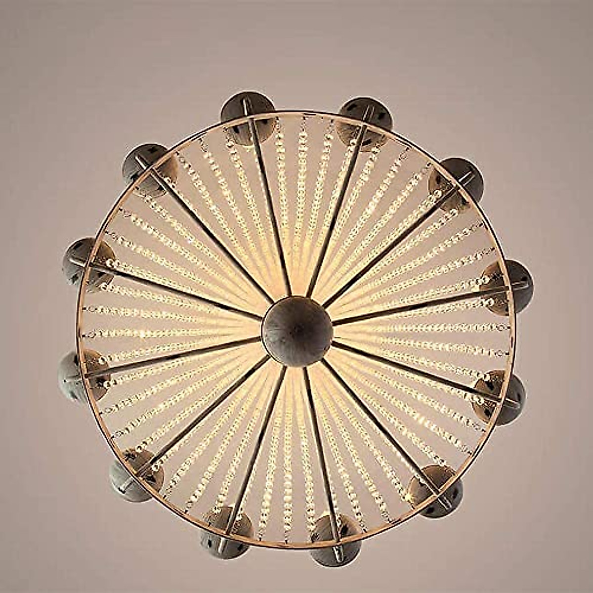 TPMAFF Vintage Chandelier Boho Style Wagon Wheel Chandelier, Shabby Chic Antique White Chandelier, Crystal Hanging Beads and Spa