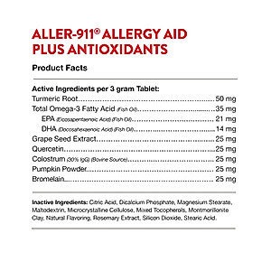NaturVet Aller-911 Advanced Allergy Aid for Dogs, Cats – Antioxidant-Rich Pet Supplement with Omegas, DHA, EPA – Helps Support Dog Immune System, Cat Respiratory Health, Skin Moisture 60 Ct.