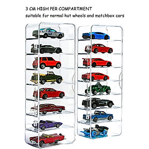 KISLANE 16 Display Case Compatible with Toy Cars, Matchbox Cars, Transparent Acrylic Display Case for Toy Cars, Matchbox Cars (Transparent)