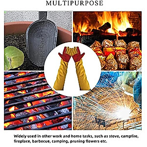 23.6 Inch Long Sleeves Leather Welding Gloves Leather welding gloves, heat-resistant and wear-resistant welding gloves and hand protectors, fire-resistant boot protectors,tools and gifts for men dad