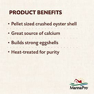 Manna Pro Crushed Oyster Shell | Egg Laying Chickens | 5 LB (4-Pack)
