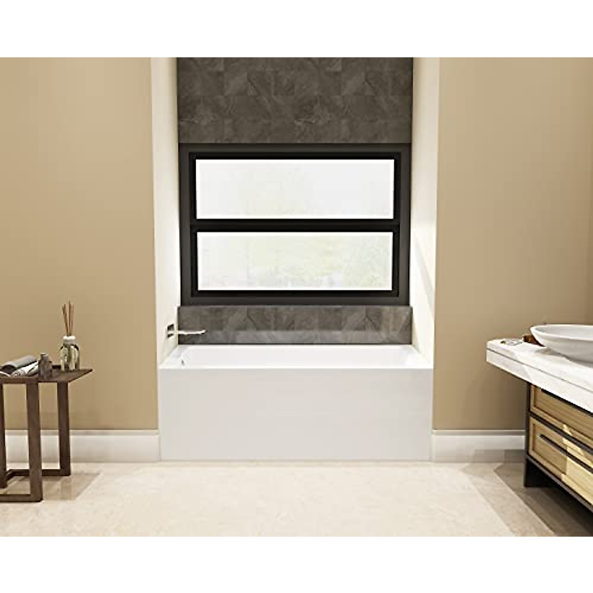 Kingston Brass Aqua Eden VTAP603622L 60-Inch Acrylic Alcove Tub with Left Hand Drain, White