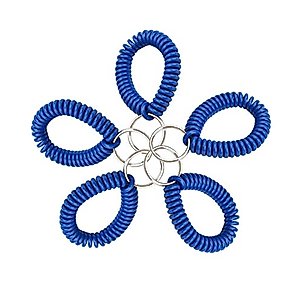 Wrist Coil with Split Key Ring, Blue, PK5