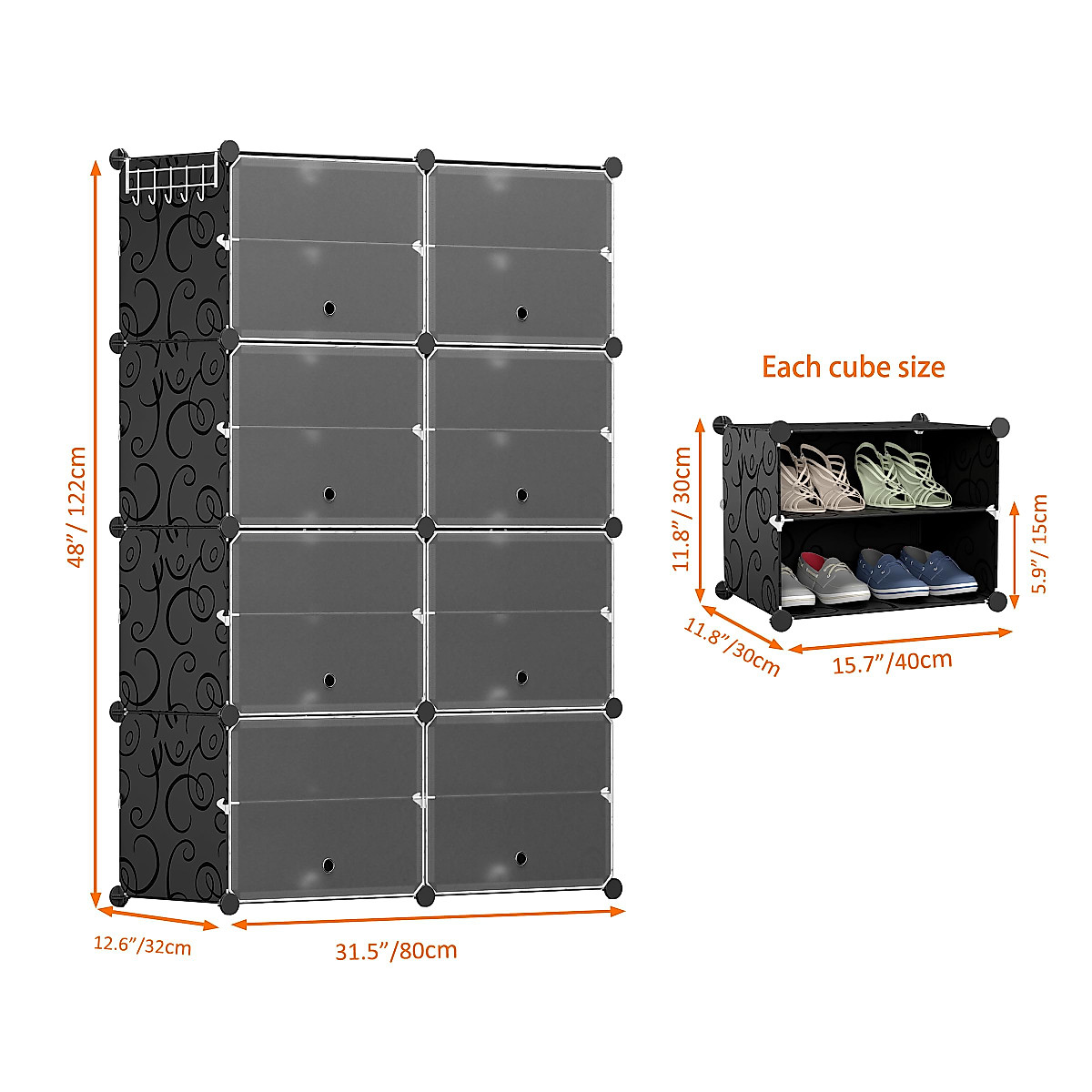 HOMIDEC Shoe Rack, 8 Tier Shoe Storage Cabinet 32 Pair Plastic Shoe Shelves Organizer for Closet Hallway Bedroom Entryway