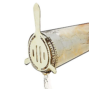 Twine Gold Hammered Barware Set, Stainless Steel Shaker, Jigger, Muddler, Bar Spoon, Hawthorne Strainer, Gold, Set of 4