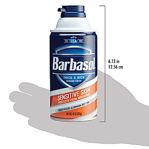 Barbasol Sensitive Skin Thick and Rich Shaving Cream for Men, 10 oz., Pack of 6