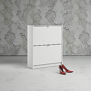 Tvilum Bright 2 Drawer Shoe Cabinet, White