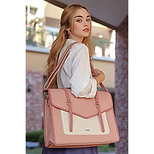 ECOSUSI Laptop Bag for Women 15.6 inch PU Leather Briefcase Large Computer Satchel Bag Professional Work Messenger Bag