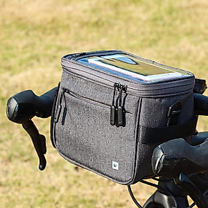Rhinowalk Bike Handlebar Bag Waterproof Bicycle Front Bag Pack Camera Bag Handbag Phone Bag with Touch Screen Shoulder Strap, Grey