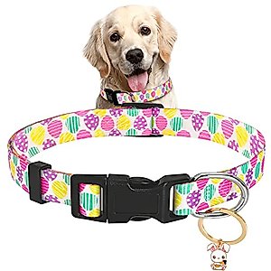 Blahhey Easter Dog Collar for Small Medium Large Dogs, Adjustable Comfortable Dog Collar with Plastic Buckle, Easter Gift for Your Dogs, Cats, Pets, Easter Egg, Rabbit Pendant