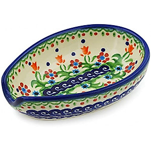 Polish Pottery Spoon Rest 5-inch Spring Flowers