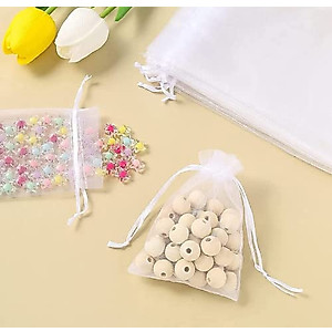 FOBGEL 100 Pcs White Organza Bags 2.8x3.5 (7x9cm), Drawstring Jewelry Gift Bag, Small Gift Bag, For Party, Jewelry, Christmas, Lavender, Festival, Bathroom Soaps, Makeup, Organza Favor Bags