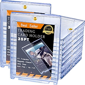 40 Pieces Thick Magnetic Card Sleeve Card Holder 35pt Hard Plastic Protector Standard Thickness Trading Cards Sleeves for Collectible Trading Cards, Baseball, Sports, Game, Playing, Credit Cards