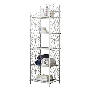 Kings Brand Furniture - 5 Tier Bathroom Storage Shelf Unit, Free-Standing Metal Rack Shelving for Kitchen, Living Room, Hallway, White