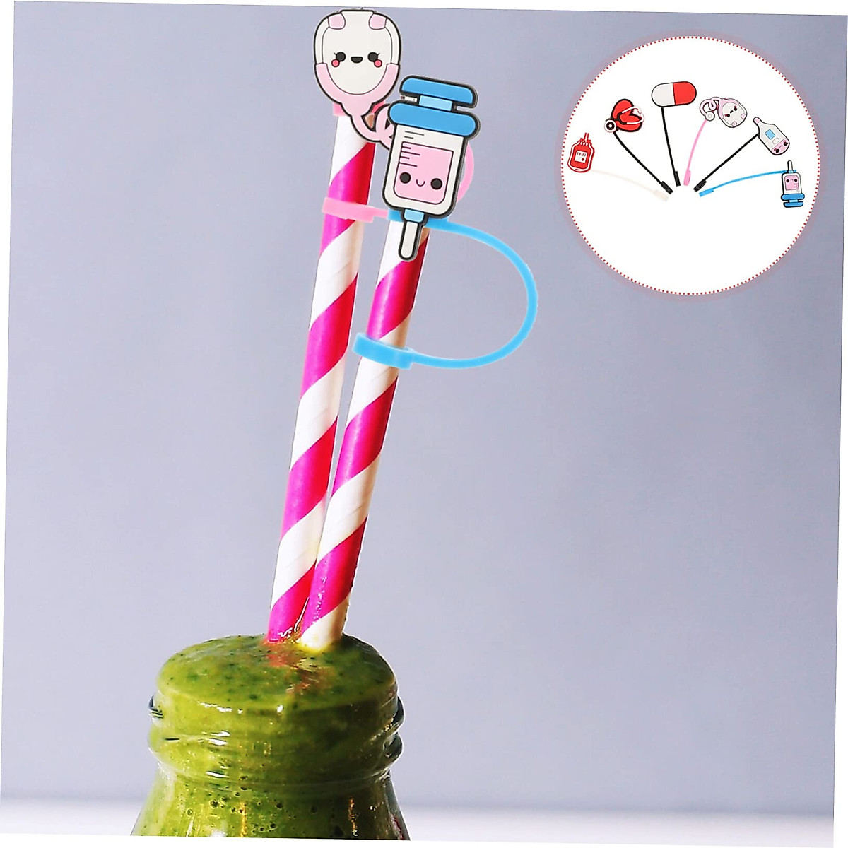 Yardwe 6Pcs medical straw cap straw protector cap silicone straw tips novelty doctor straw caps drinking straw protector Caps for straws straw protector cover cute