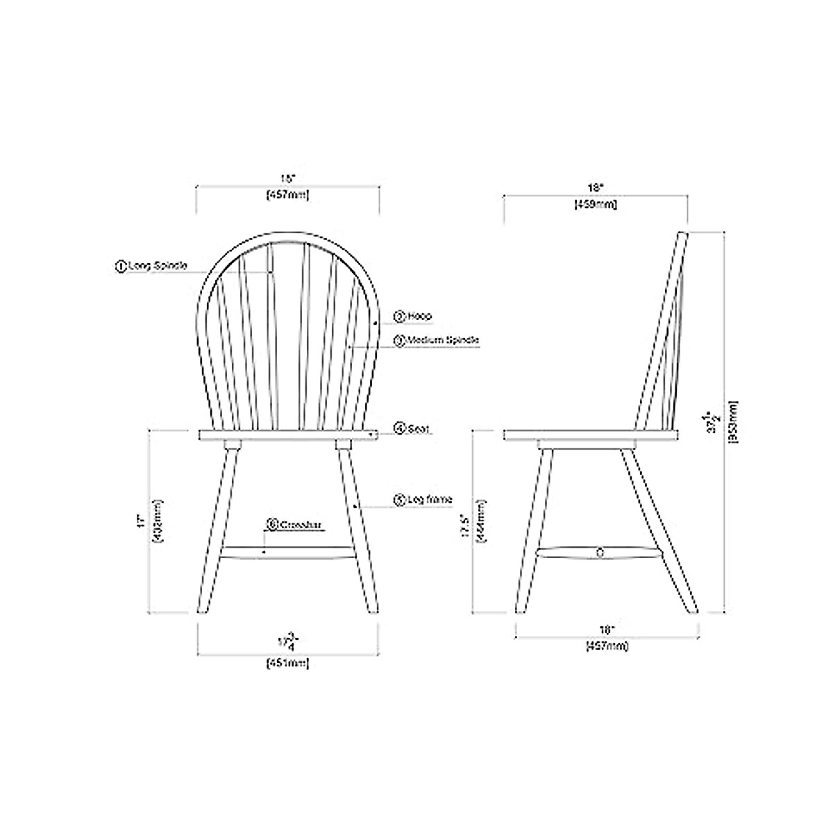 Boraam Farmhouse Chair,Leather, White/Natural, Set of 2