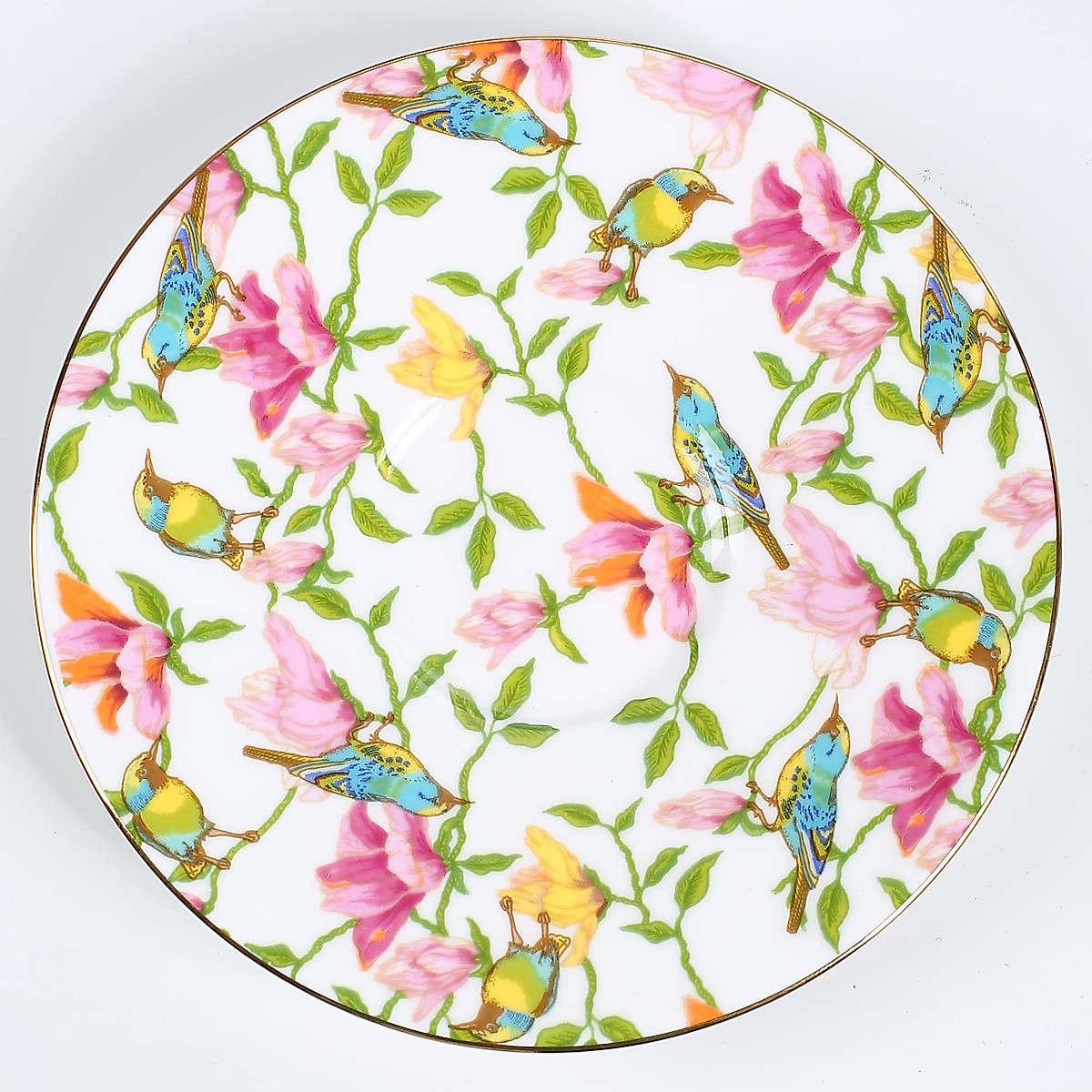 9 Ounces Teacup and Saucers Set Vintage Floral Tea Cups Set Bone China TeaCups Coffee Tea Cup for Tea Party Women Mom (White)