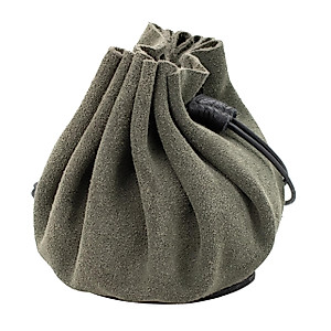 Mythrojan Medieval Jewelry Belt Pouch LARP Renaissance Waist Bag with Adjustable Strap, Suede Leather for Cosplay and Historical Reenactments - Dark Green