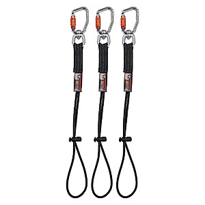 Ergodyne Squids 3714 Tool Lanyard and Tethering Attachment with Carabiner and Cinch Loop, Weight Rating 10lbs, 3-Pack