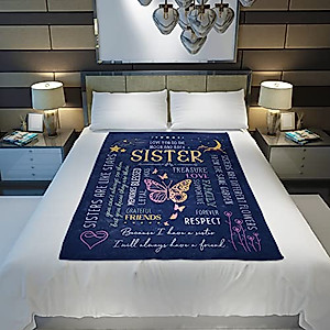 Blanket Gifts for Sister, Sister Birthday Gifts from Sister Brother, Soft Throw Blanket Present for Sisters on Mothers Day, Christmas, Graduation, Flannel Blanket 50'' x 60''