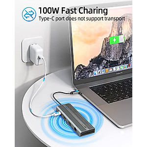 SANZANG USB C Hub, 10-in-1 Docking Station, USB C to HDMI Adapter, USB C Hub Ethernet, 100W PD, 3 USB-A USB 3.0 for MacBook, Steam Deck, iPad, Surface Pro, Chromebook (Grey)