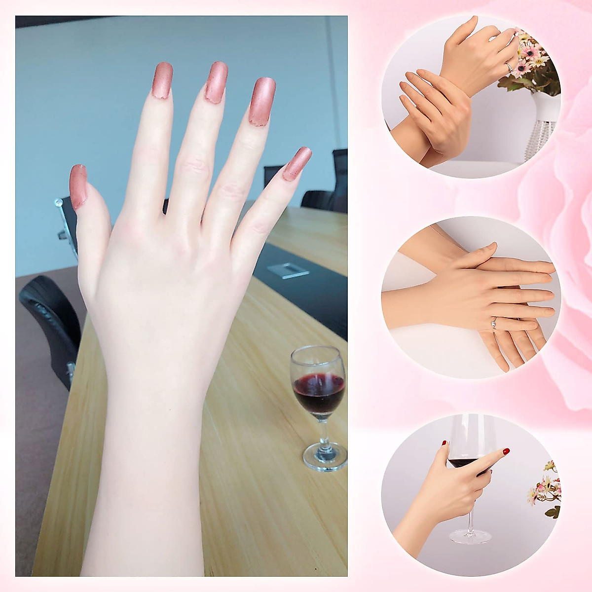 ZWSMS Silicone Crossdressing Gloves Realistic Female Skin Full Length Arm Hiding Scar Fake Hands Enhance ​Transgenders Cospl,Nude,with Fingernails