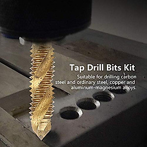LANTRO JS 10Pcs/Set M4 Screw Tap, High Speed Steel 3.3mm Drill Bits Hex Shank Tapping Tools, Applicable for Internal Chip Removal