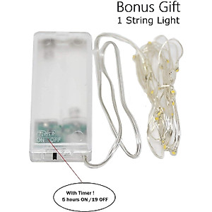 Just in Time for Winter (12 Pc Set) 10" Decorative Lanterns with Flameless LED Lighted Candle, 5 Hr Timer, Antique Look Indoor Outdoor Home, Garden, Weddings - White. Includes Bonus String Lights!