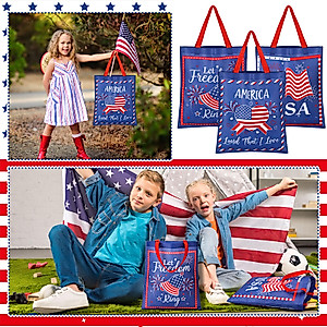 Hosuly 15 Pcs USA Tote Bags, 15 x 17 Inch Non Woven American Flag Bags with Handle Patriotic USA Supplies for Veterans Day Party Favor