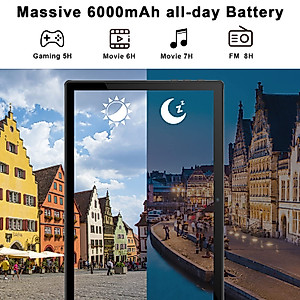 2023 Newest Android 11.0 Tablet, 2 in 1 Tablet 10 Inch, 5G Dual WIFI Tablet with Keyboard, 64GB ROM + 6GB RAM, 256GB Expand, Quad-Core Processor, 2 Card Slot, 13MP Camera, WIFI/ Bluetooth/OTG - Silver