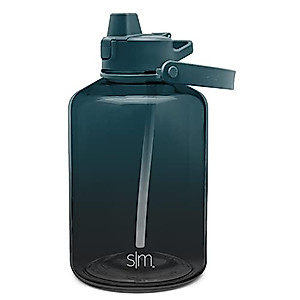 Simple Modern Half Gallon 64 oz Water Bottle with Push Button Silicone Straw Lid & Motivational Measurement Marker | Large Reusable Tritan Plastic Water Jug | Summit Collection | Moonlight