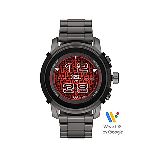 Diesel Men's Griffed Gen 6 45mm Stainless Steel Touchscreen Smart Watch, Color: Gunmetal (Model: DZT2042V)