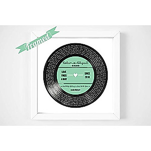 Personalized Record Print Personalized Vinyl Record Song Lyrics Frame Our Song Custom Song Lyrics Framed Print Anniversary Gift for Him