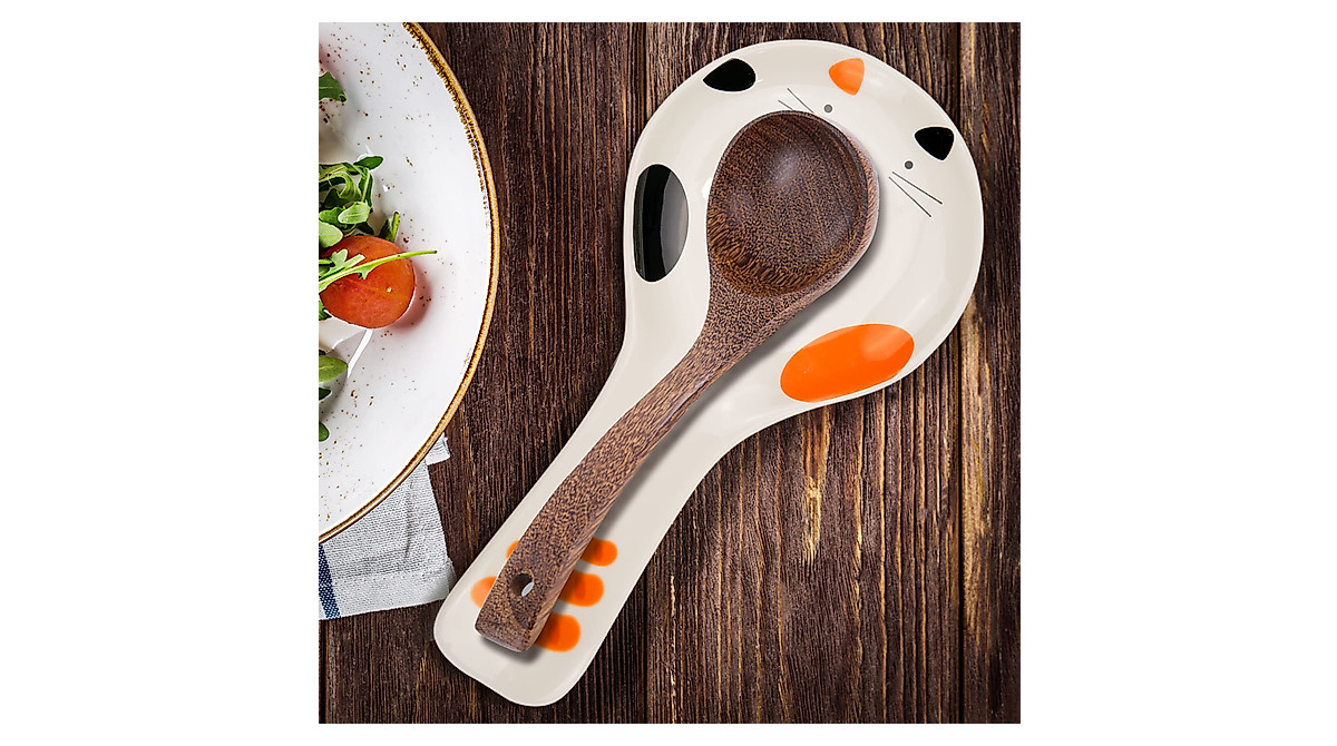Cute Ceramic Cat Spoon Rest for Kitchen Cleanliness